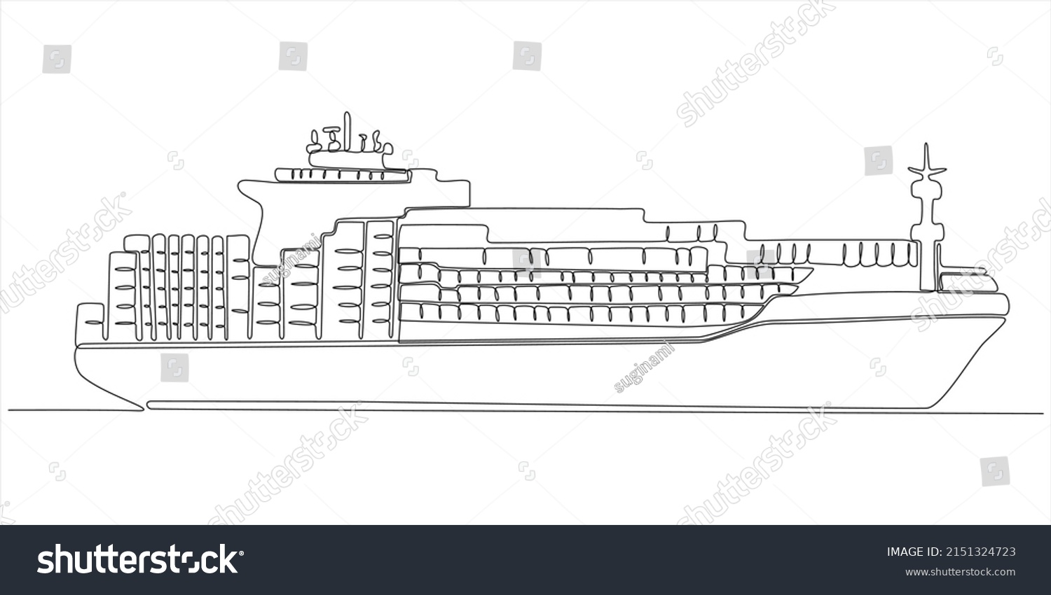 Continuous Line Drawing Cargo Ship Vector Stock Vector (Royalty Free ...