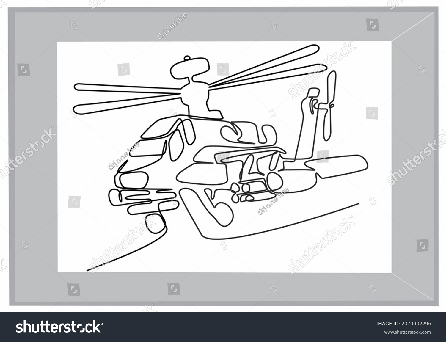 Continuous Line Drawing Helicopter Vector Illustration Stock Vector ...