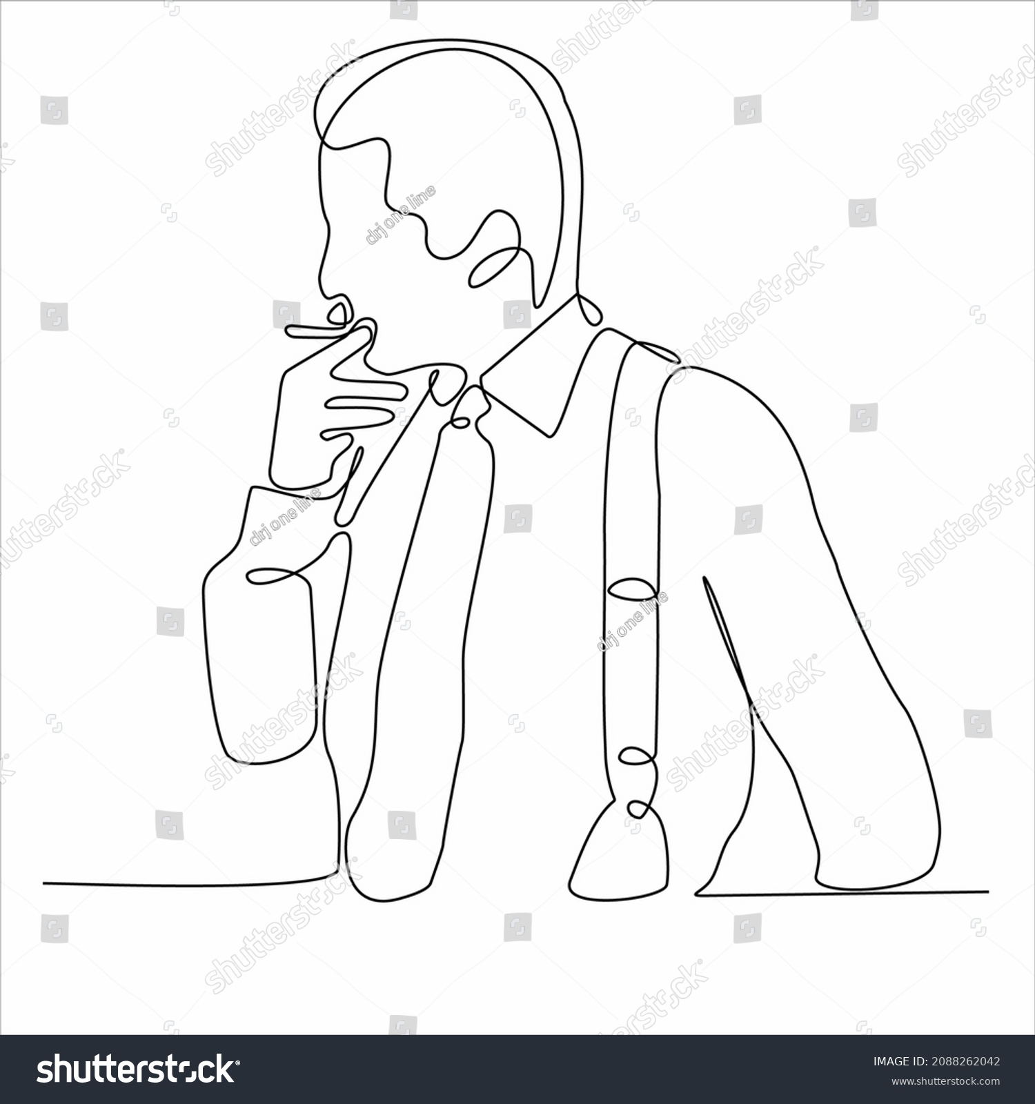 Continuous Line Smoking Man Vector Illustration Stock Vector (Royalty ...