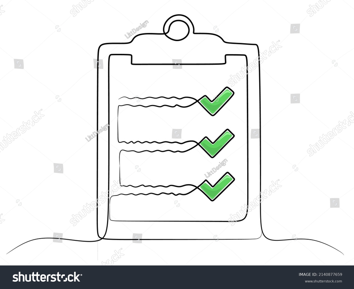 Continuous One Line Drawing Checklist Vector Stock Vector (Royalty Free ...