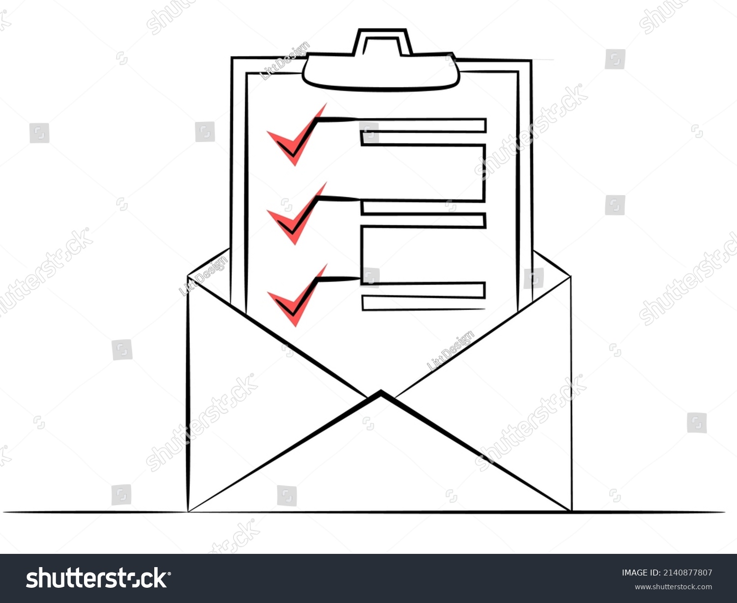 Continuous One Line Drawing Checklist Vector Stock Vector (Royalty Free ...