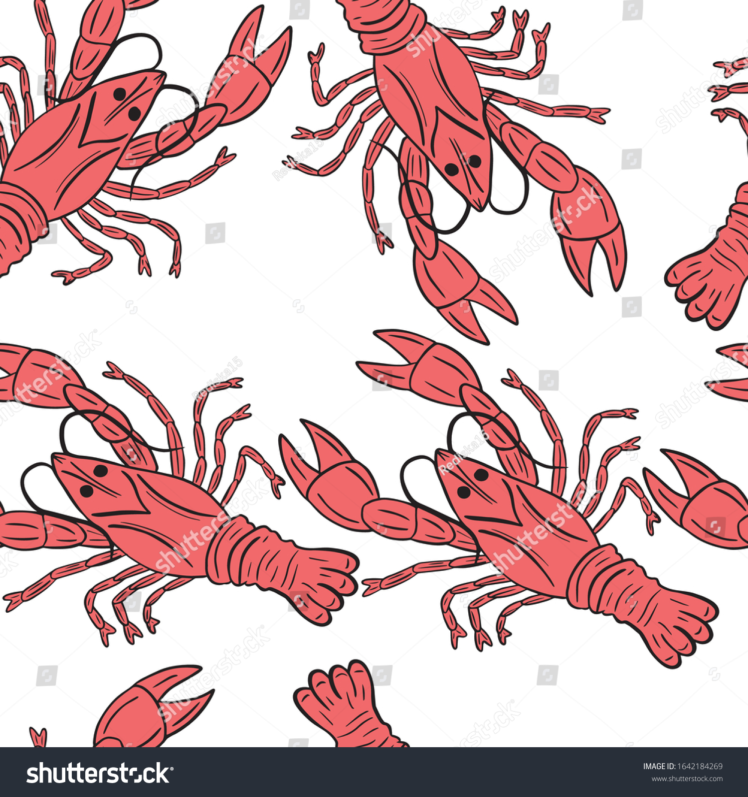 Crayfish Pattern Vector Illustration Isolated On Stock Vector (Royalty ...