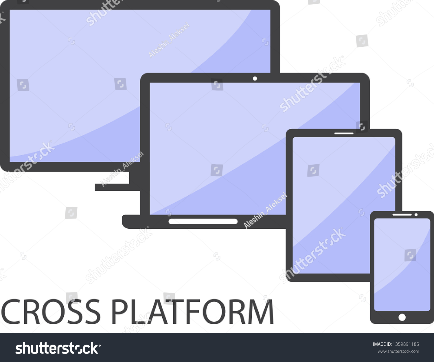 Cross Platform Concept Electronic Devices Laptop Stock Vector (Royalty ...