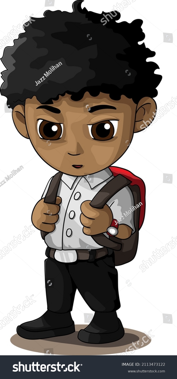 Cute Boy Student Chibi Cartoon Stock Vector (Royalty Free) 2113473122