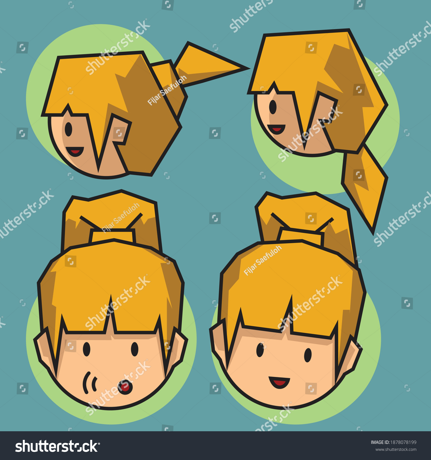 Cute Character Face Chibi Vector Template Stock Vector (Royalty Free ...