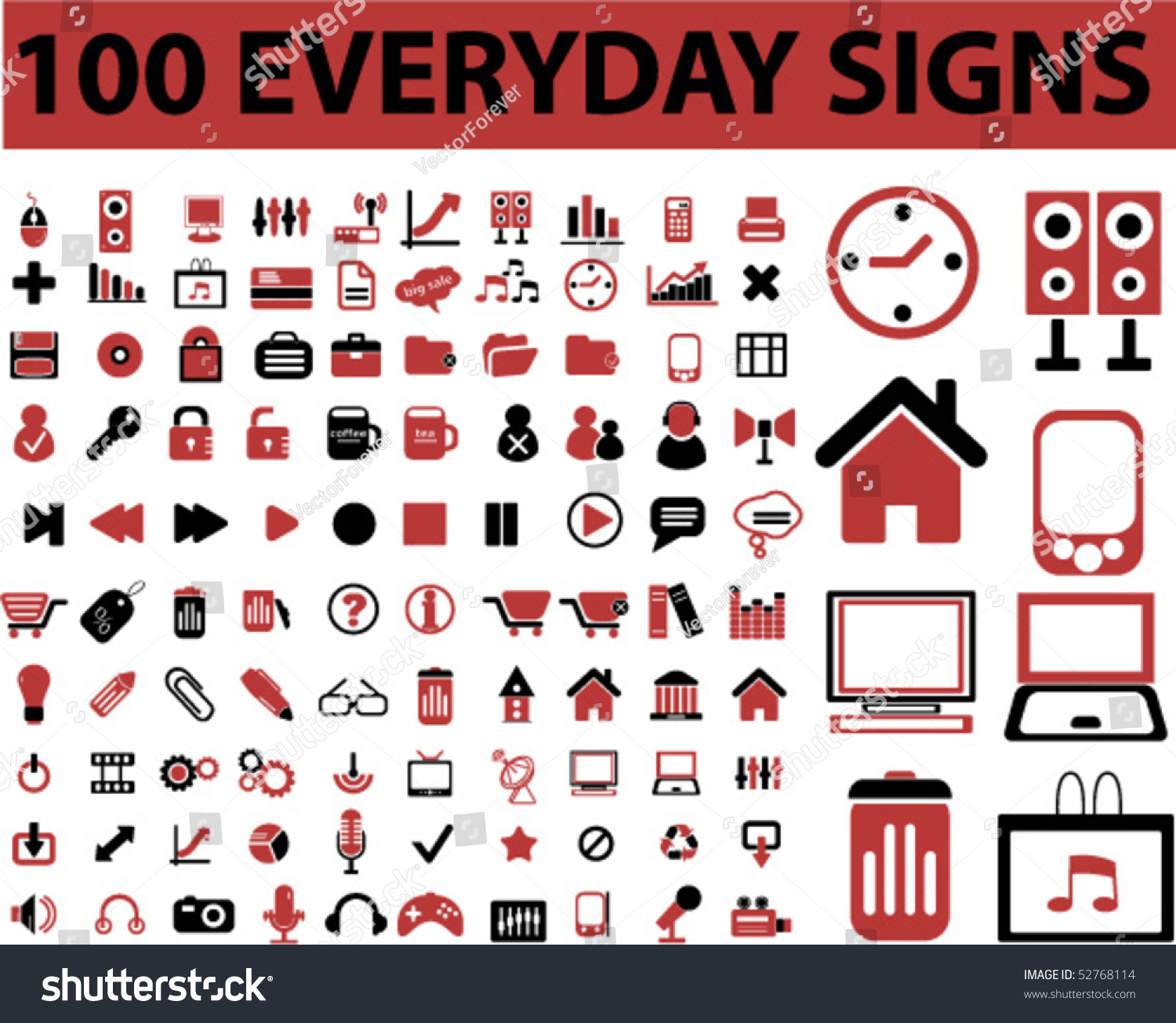 100 Cute Everyday Signs. Vector - 52768114 : Shutterstock