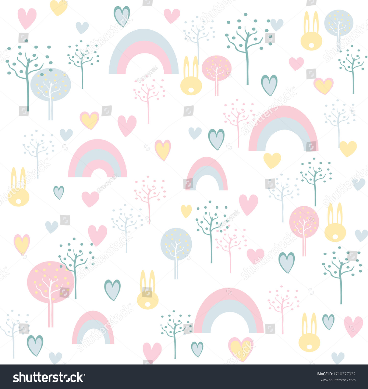 Cute Rainbow Pattern Decorating Childrens Products Stock Vector ...