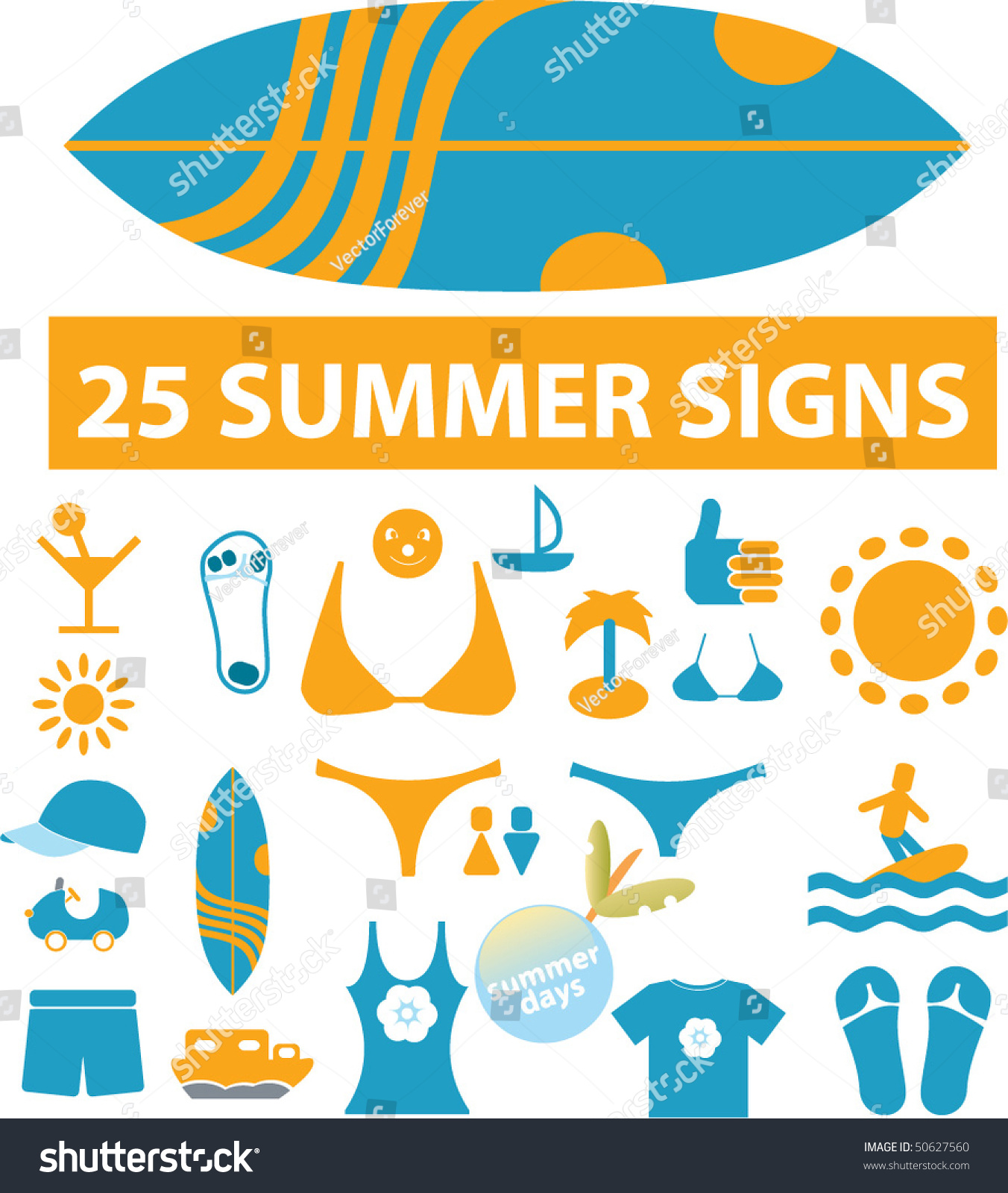 25 Cute Summer Signs Vector Stock Vector (Royalty Free) 50627560 ...