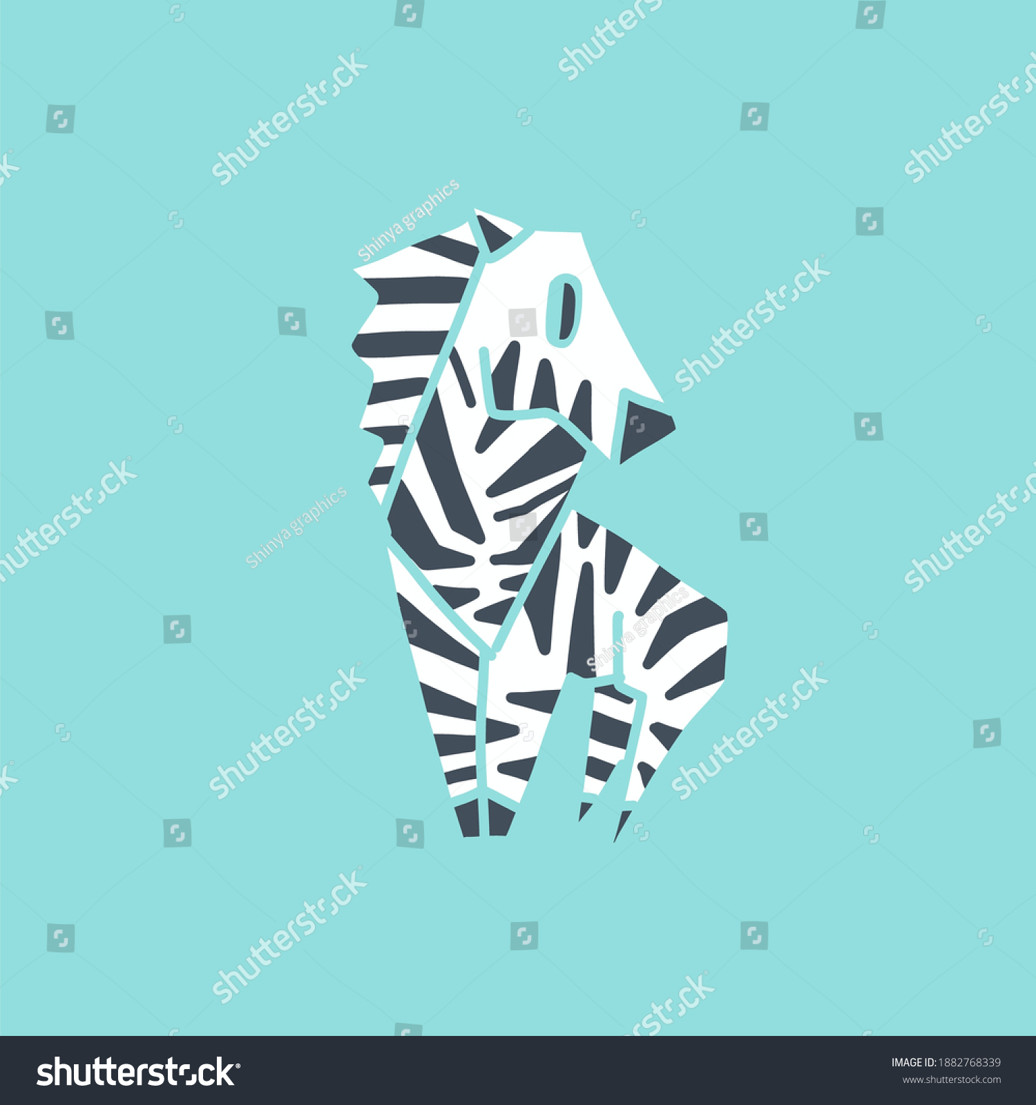 Cute Zebra Blue Background Stock Vector (Royalty Free) 1882768339