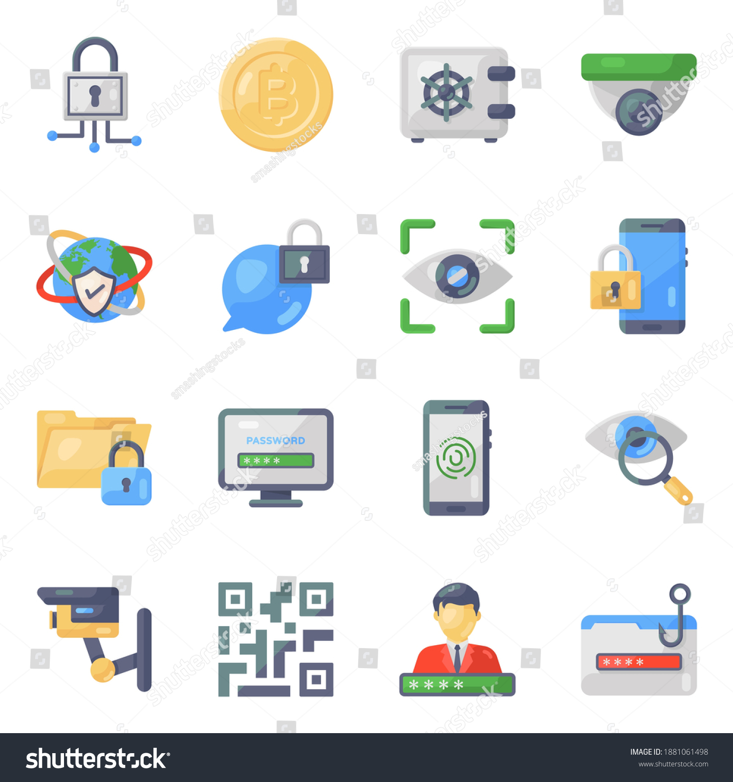 Cyber Security Flat Icons Pack Stock Vector (Royalty Free) 1881061498 | Shutterstock