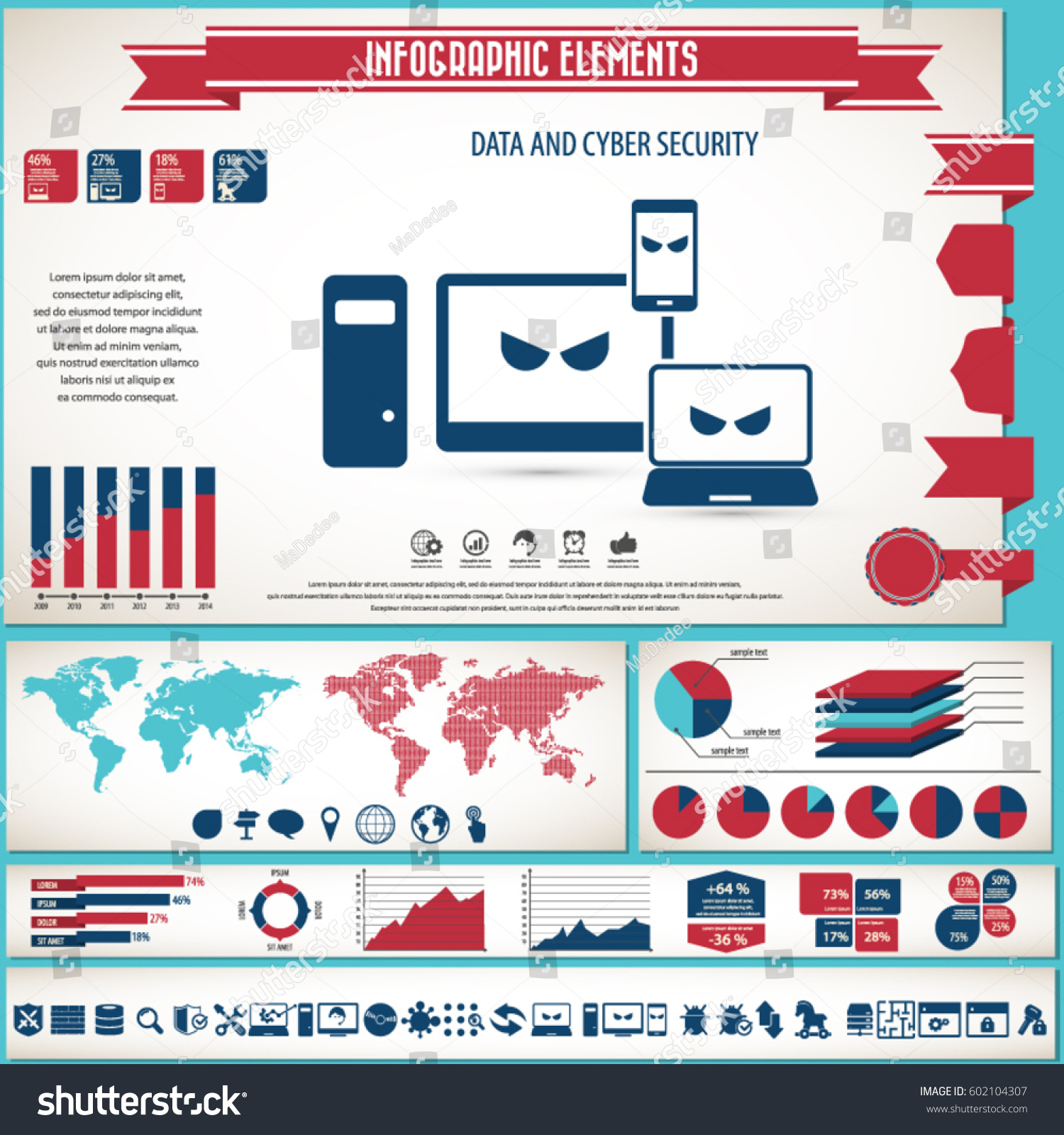 Cyber Security Infographics Elements Icon Set: เวกเตอร์สต็อก (ปลอดค่า ...