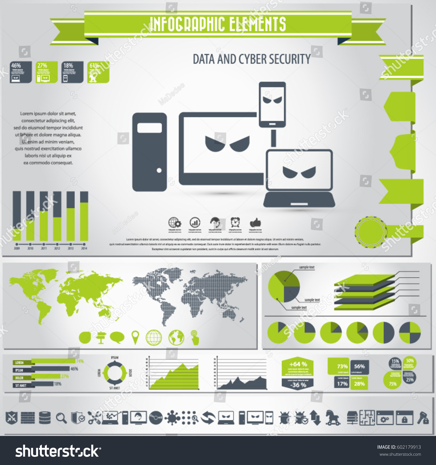Cyber Security Infographics Elements Icon Set: Vector có sẵn (miễn phí ...