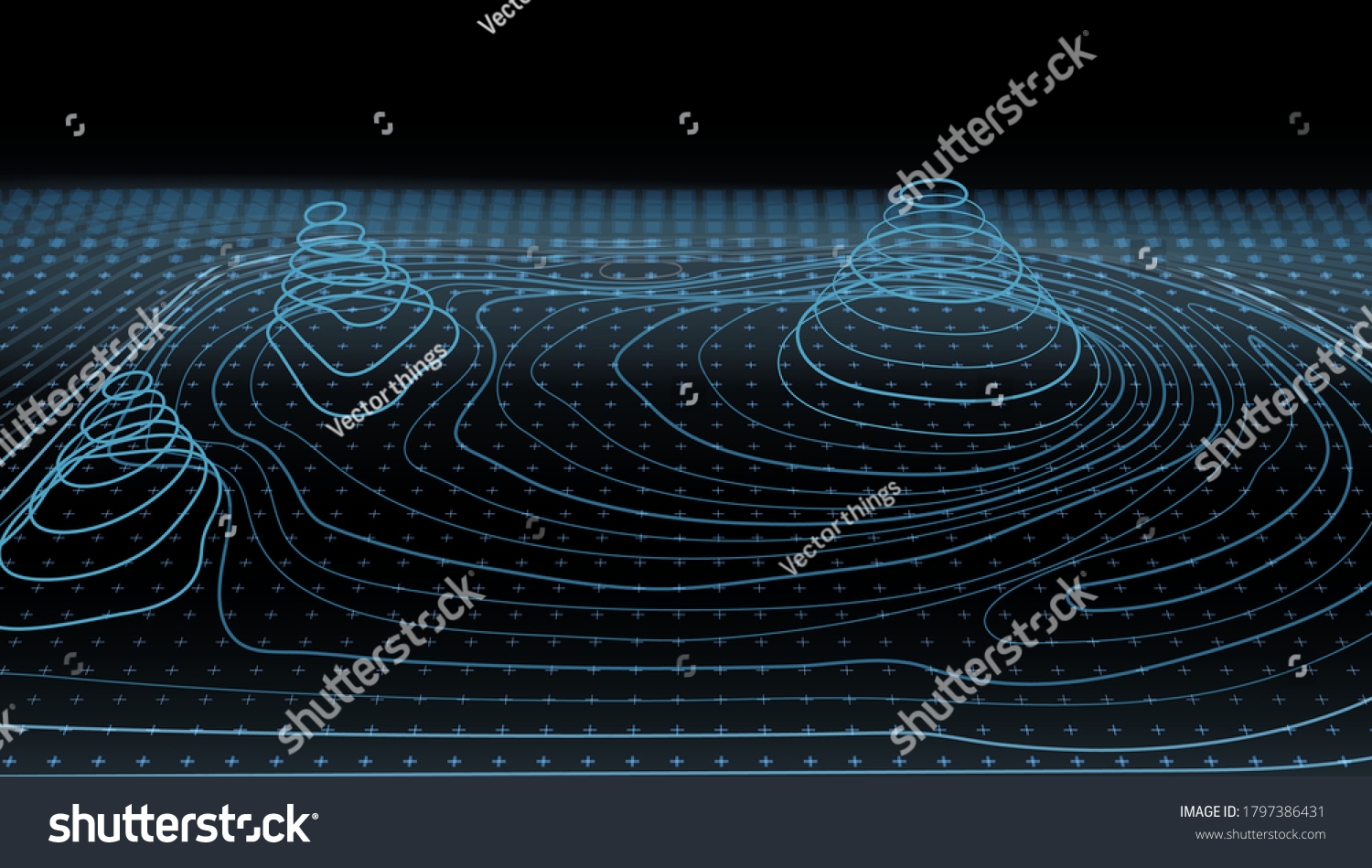 3d Abstract Topographic Map Neon Light Stock Vector (Royalty Free ...