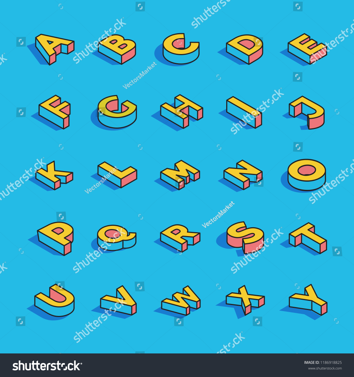 3d Alphabet Letters Vector Set: vector de stock (libre de regalías ...