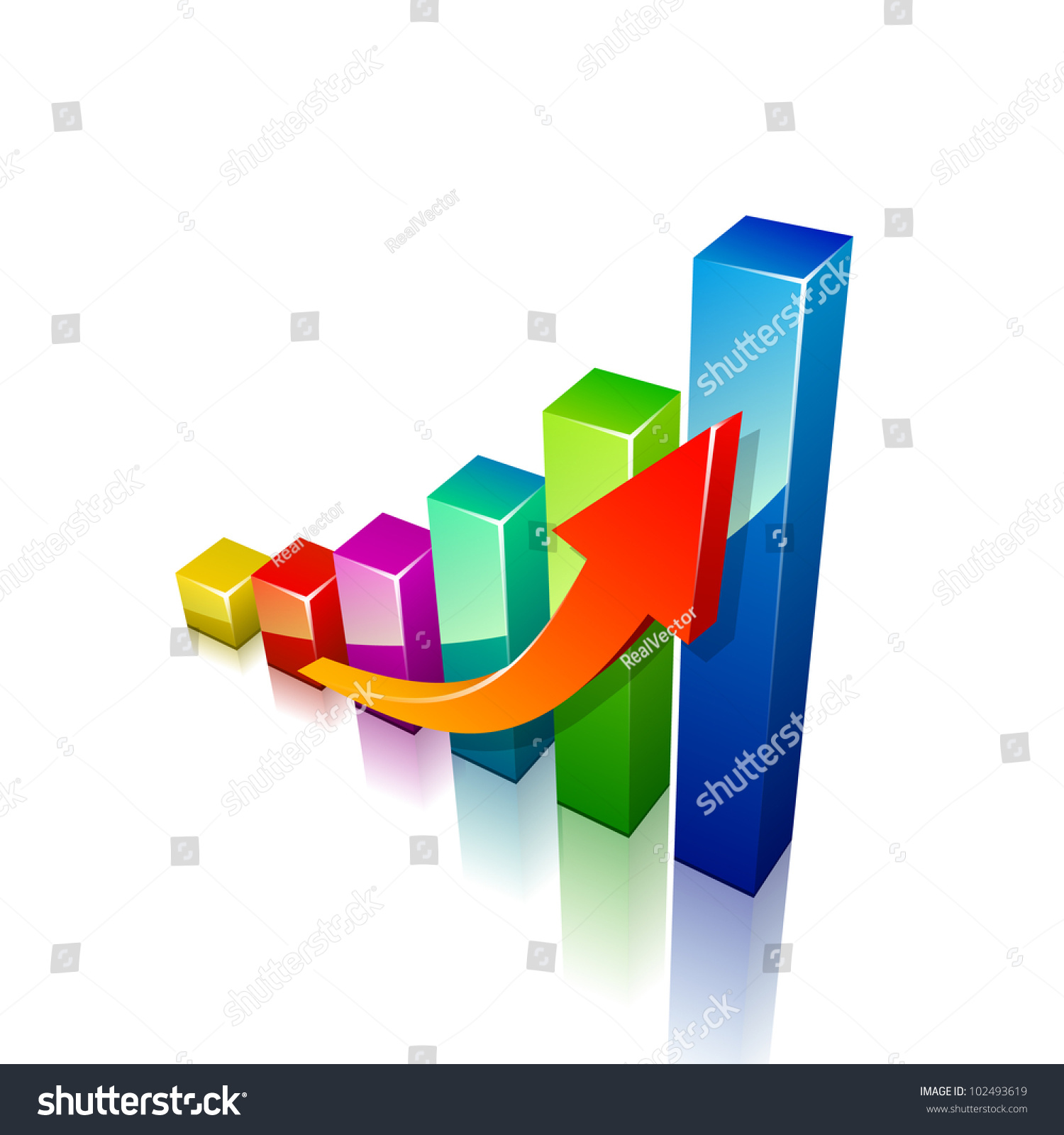 3d Arrow Graph Growing Vector Illustration: เวกเตอร์สต็อก (ปลอดค่า ...