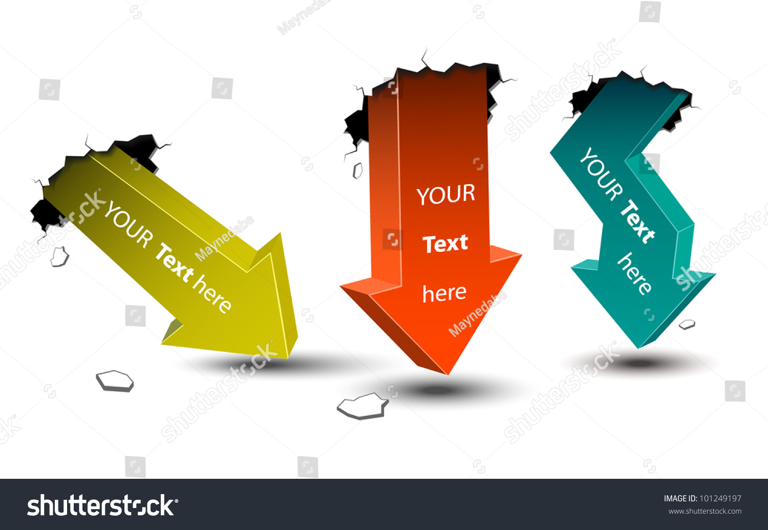 3d Arrows Breaking Out Wallvector Stock Vector (Royalty Free) 101249197 ...