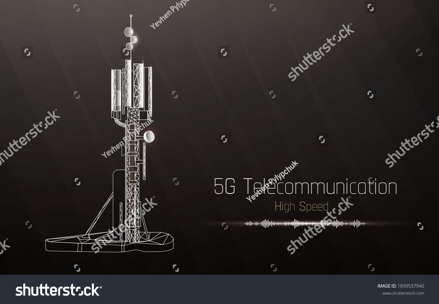 3d Base Station Receiver Telecommunication Tower Stock Vector (Royalty Free) 1899537940