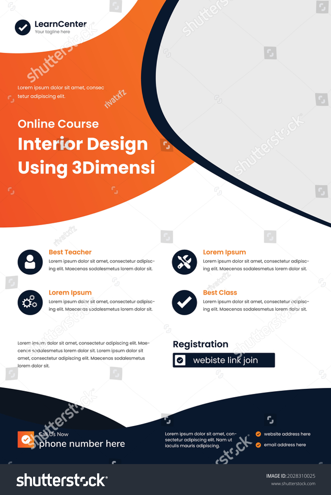 3d Blender Online Class Flyer Template Stock Vector (Royalty Free ...