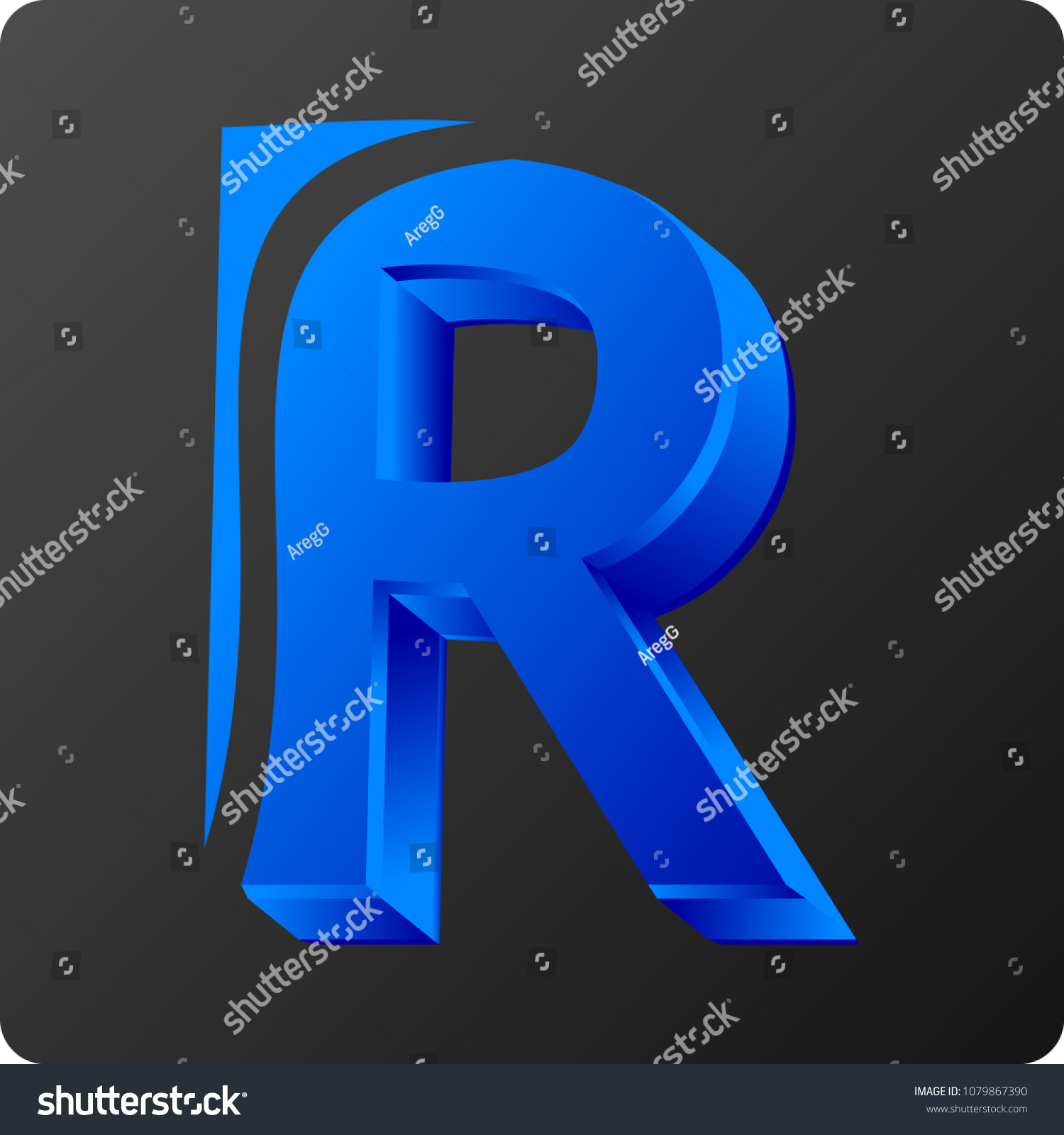 3d Blue Letter R Logo Stock Vector (Royalty Free) 1079867390