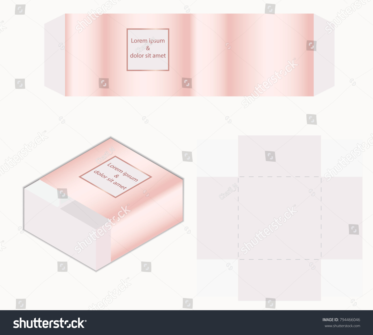 3d Box Template Golden Pink Stock Vector (Royalty Free) 794466046 ...