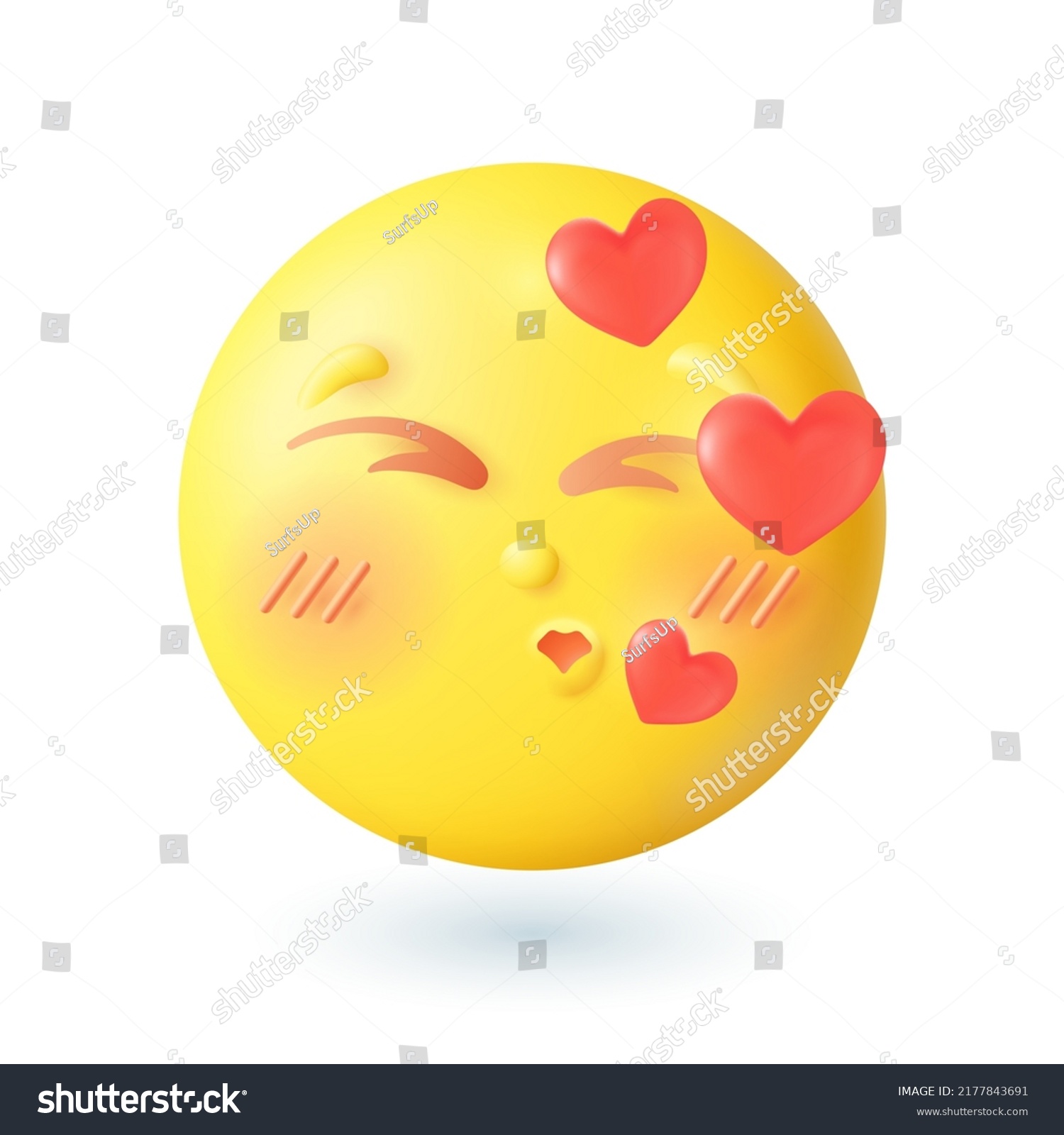 3d Cartoon Style Emoticon Blowing Kiss เวกเตอร์สต็อก ปลอดค่าลิขสิทธิ์