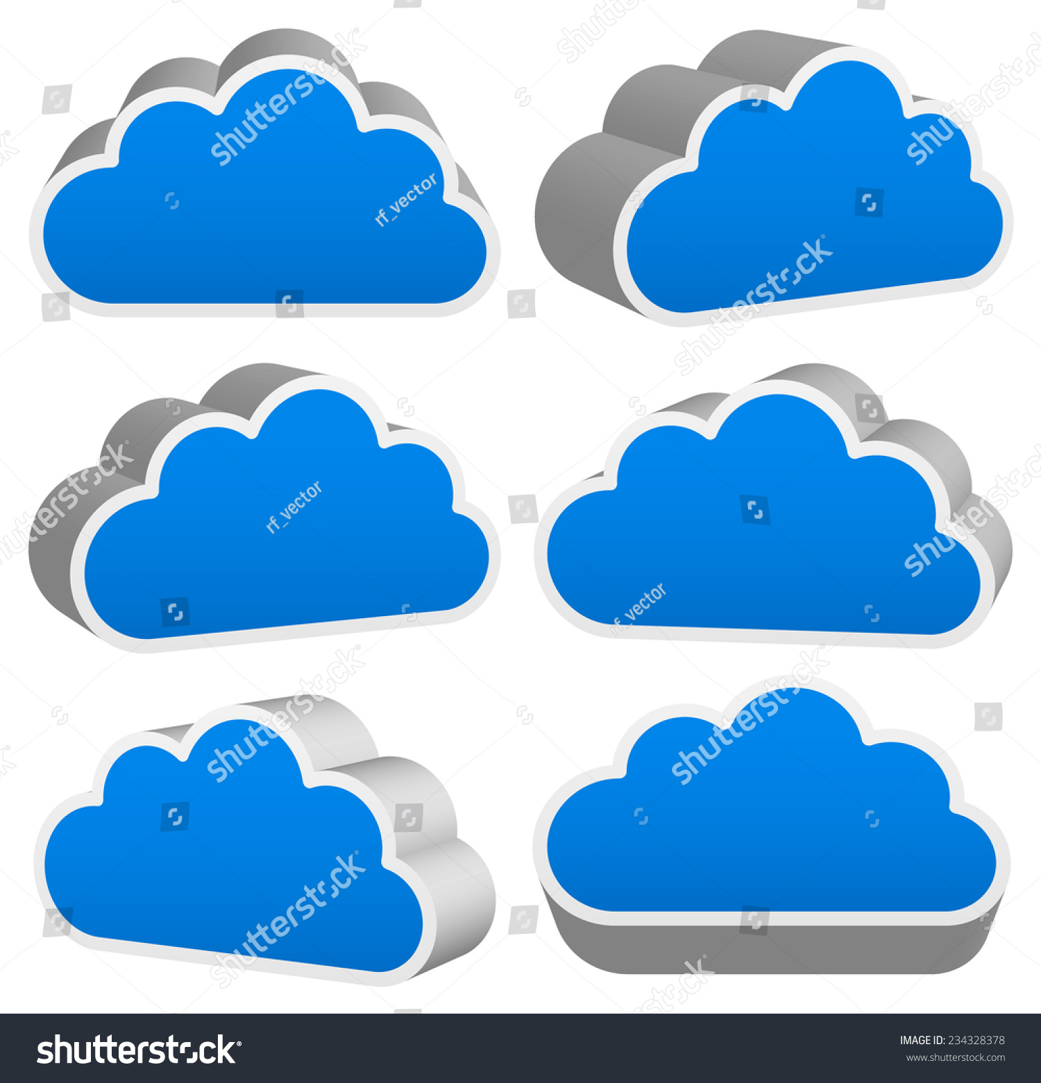 3d Cloud Renders Outline Stock Vector (Royalty Free) 234328378 ...