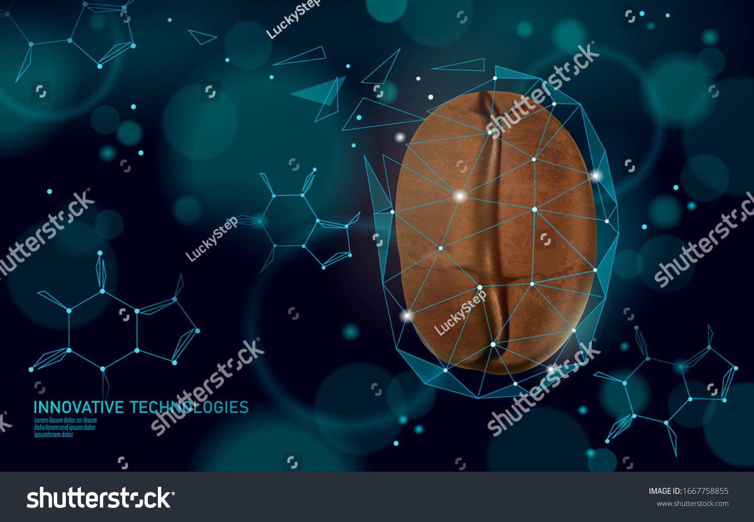 3d Coffee Bean Realistic Caffeine Molecule Stock Vector (Royalty Free ...