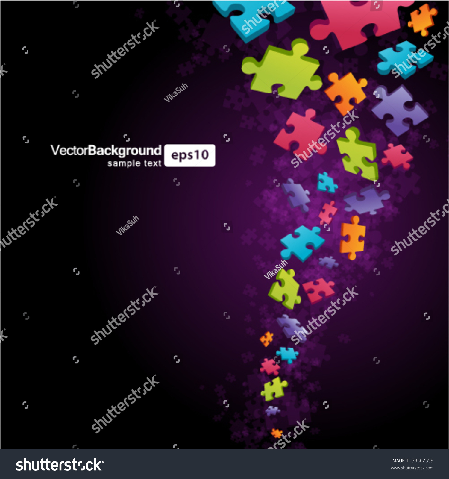 3d Colorful Puzzle Piece Vector Background Stock Vector (Royalty Free ...