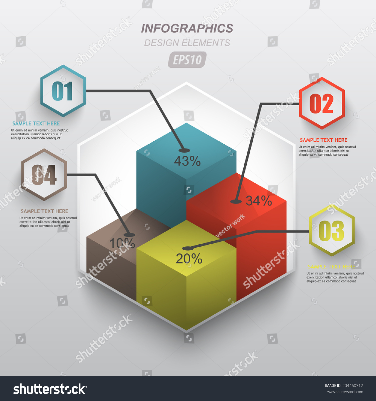 3d Columns Paper Design Infographics Element Stock Vector (Royalty Free ...