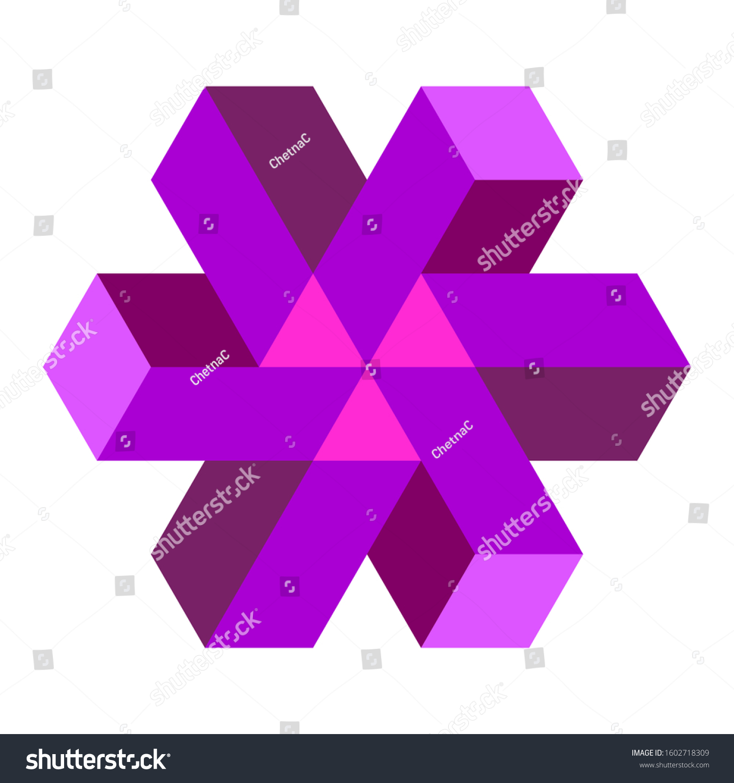3d Cross Isometric Drawing Vector Illustration: Stock-Vektorgrafik ...