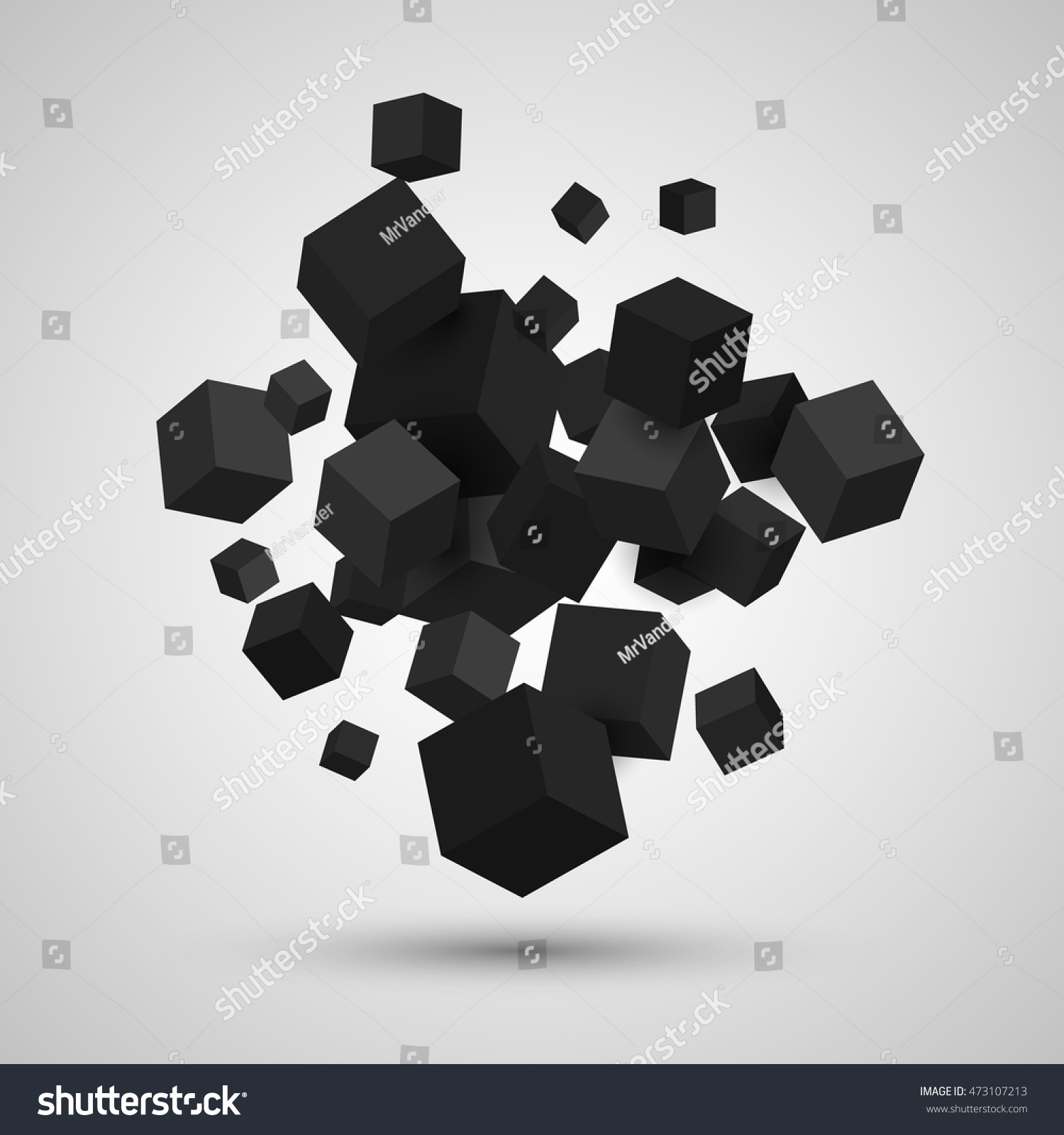 3d Cubes Vector Geometric Background Black Stock Vector (Royalty Free ...