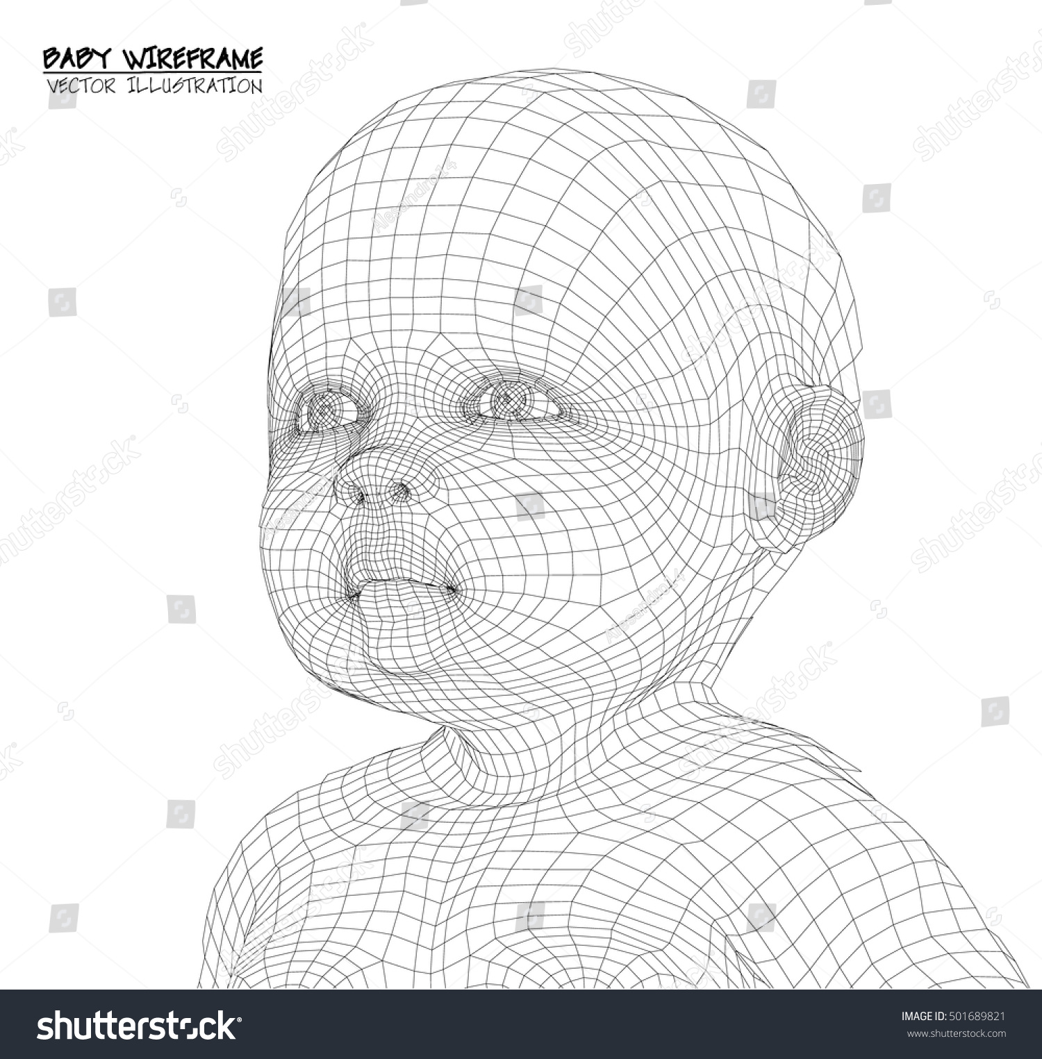 3d Cute Baby Wireframe Stock Vector 501689821 - Shutterstock