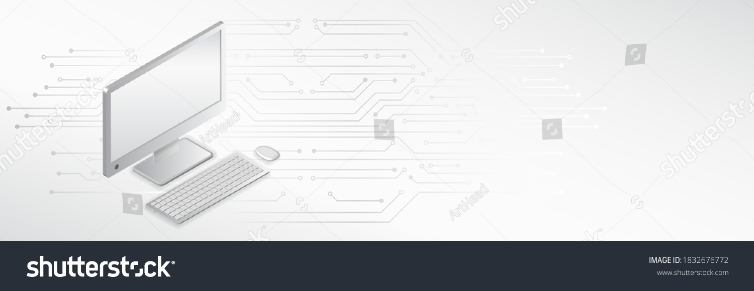 3d Digital Desktop Computer Templates Mockup Stock Vector (Royalty Free ...