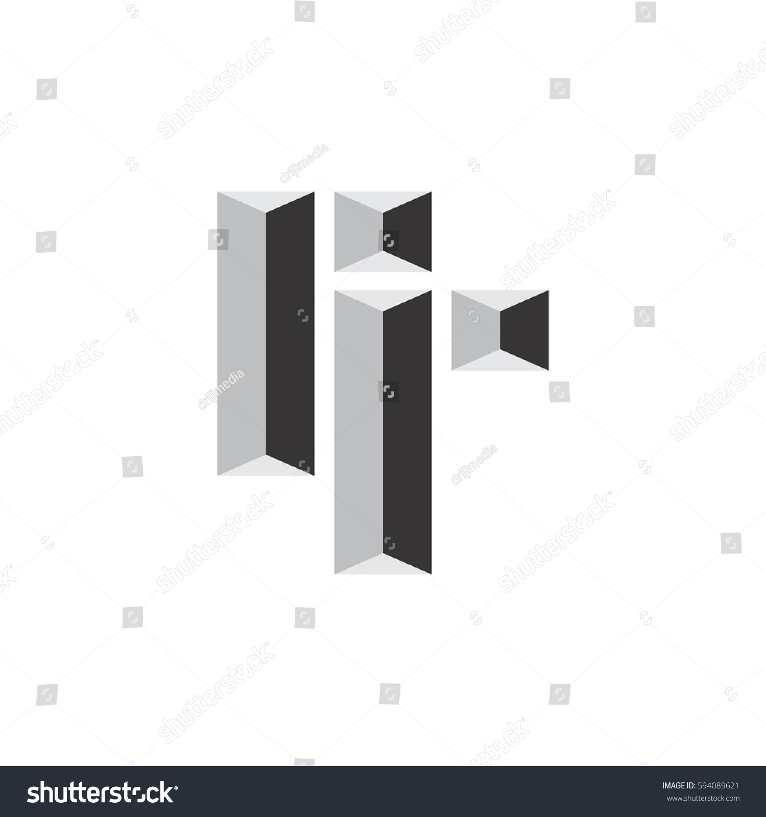 3d Double Letter R Logo Vector Stock Vector (Royalty Free) 594089621 ...