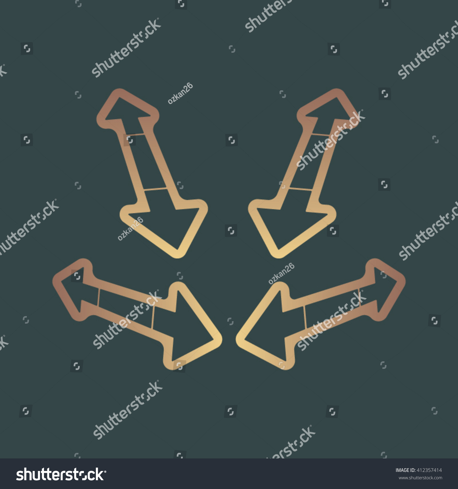 3d Effect Gold Line Arrow Design Stock Vector (Royalty Free) 412357414 ...