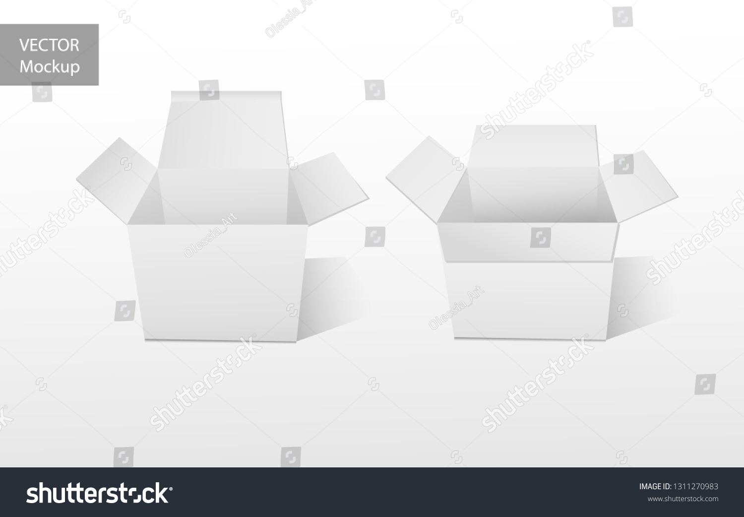 3d Effect Open Paper Boxes White Stock Vector (Royalty Free) 1311270983 ...