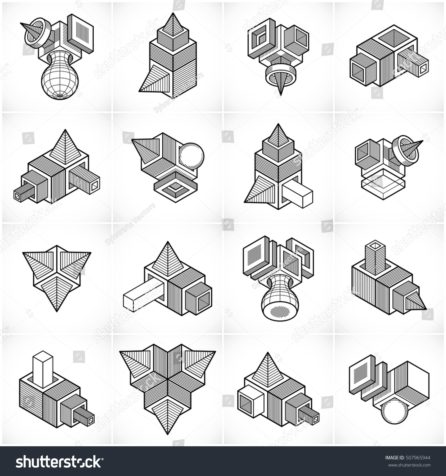 3d Engineering Vectors Abstract Shapes Collection: vector de stock ...