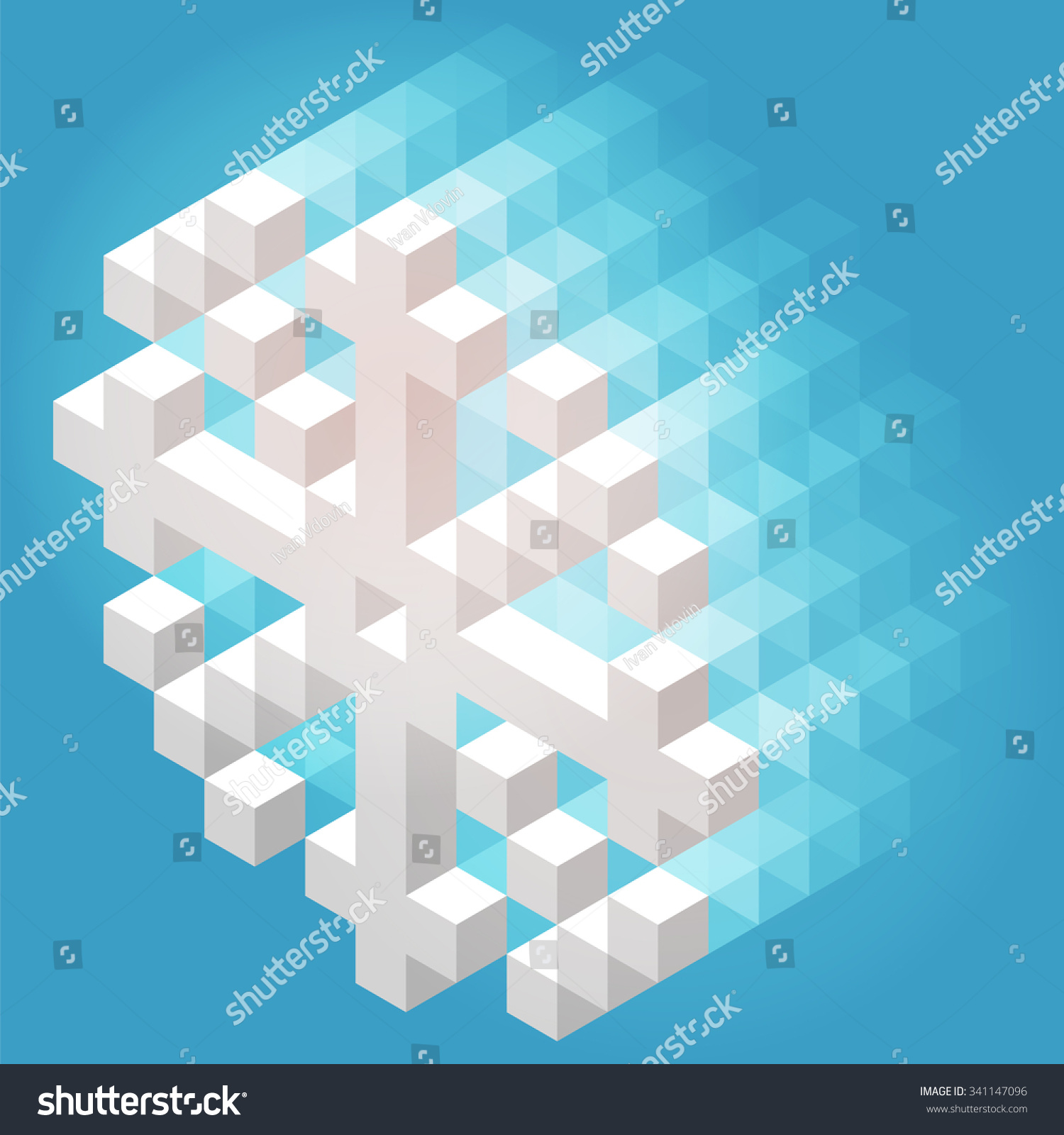 Vektor Stok 3d Falling Snowflake Pixel Art Vector (Tanpa Royalti ...