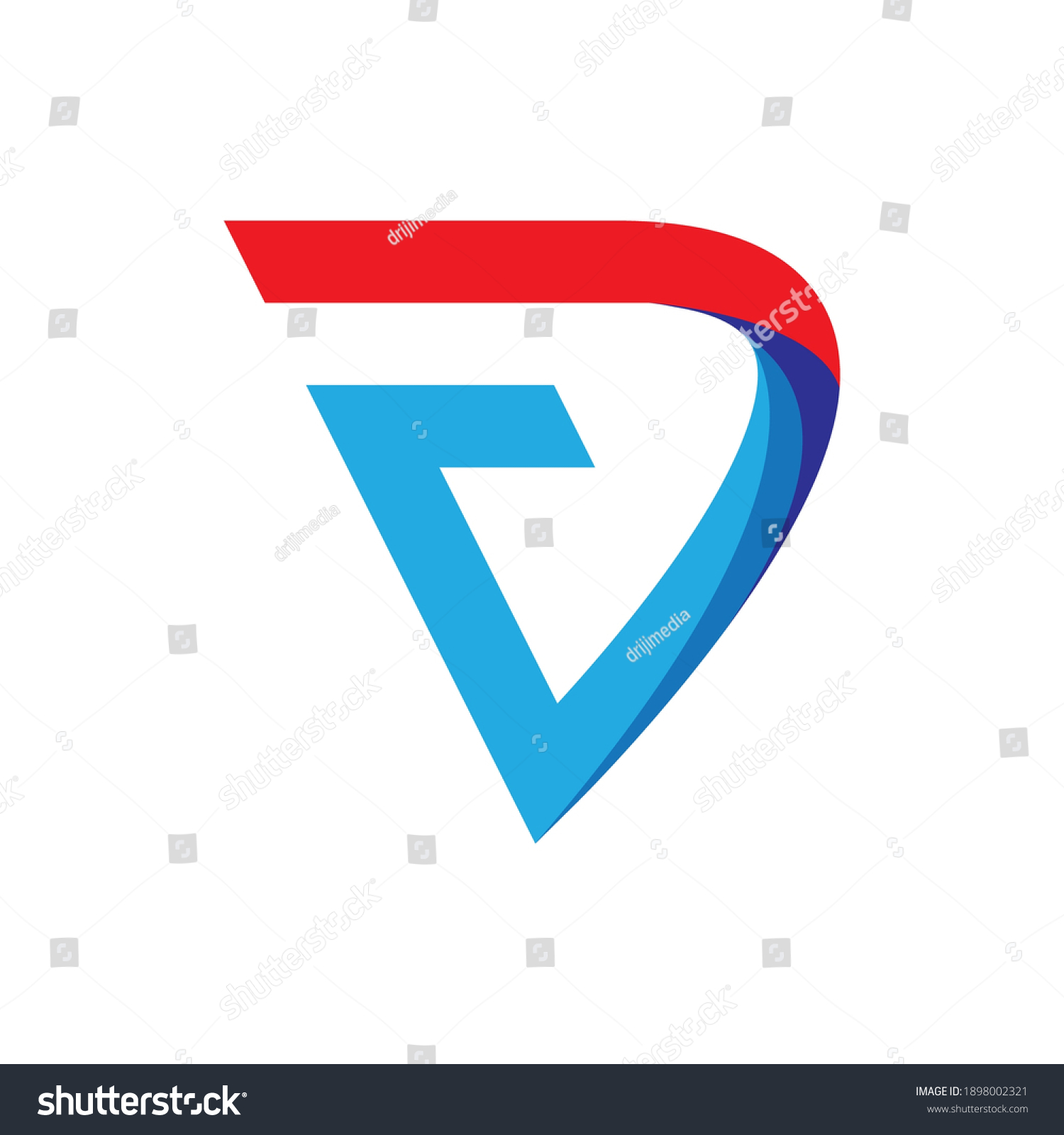 3d Fd Letter Logo Design Vector Stock Vector (Royalty Free) 1898002321