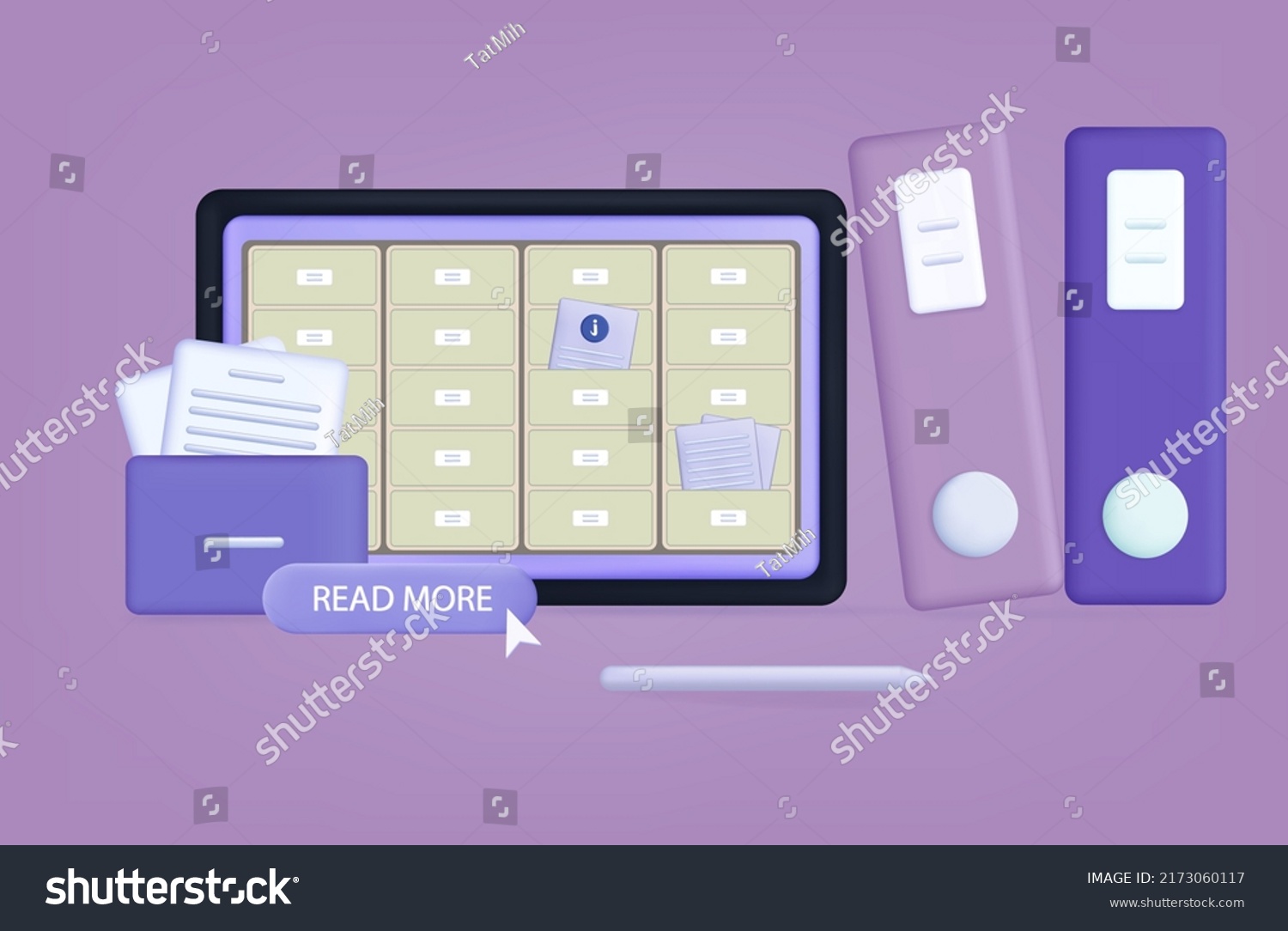 3d Folder Information Electronic Storage Archive Stock Vector (Royalty ...