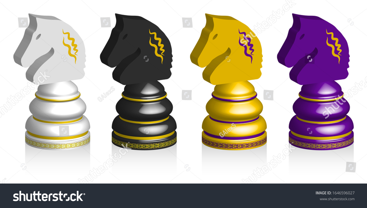3d Four Multicolored Chess Pieces Knight Stock Vector (Royalty Free ...