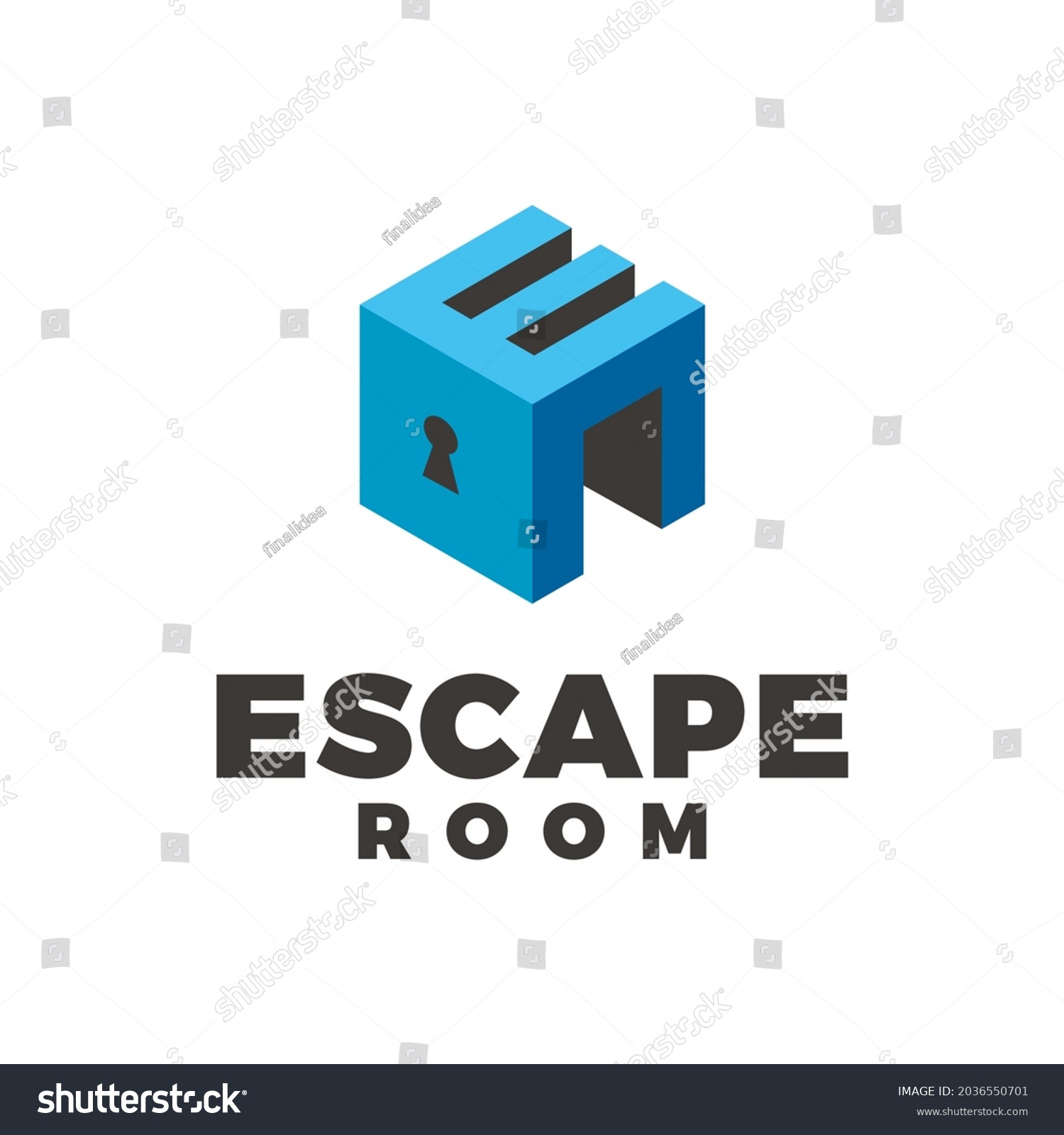 3d Geometric Escape Room Logo Stock Vector (Royalty Free) 2036550701