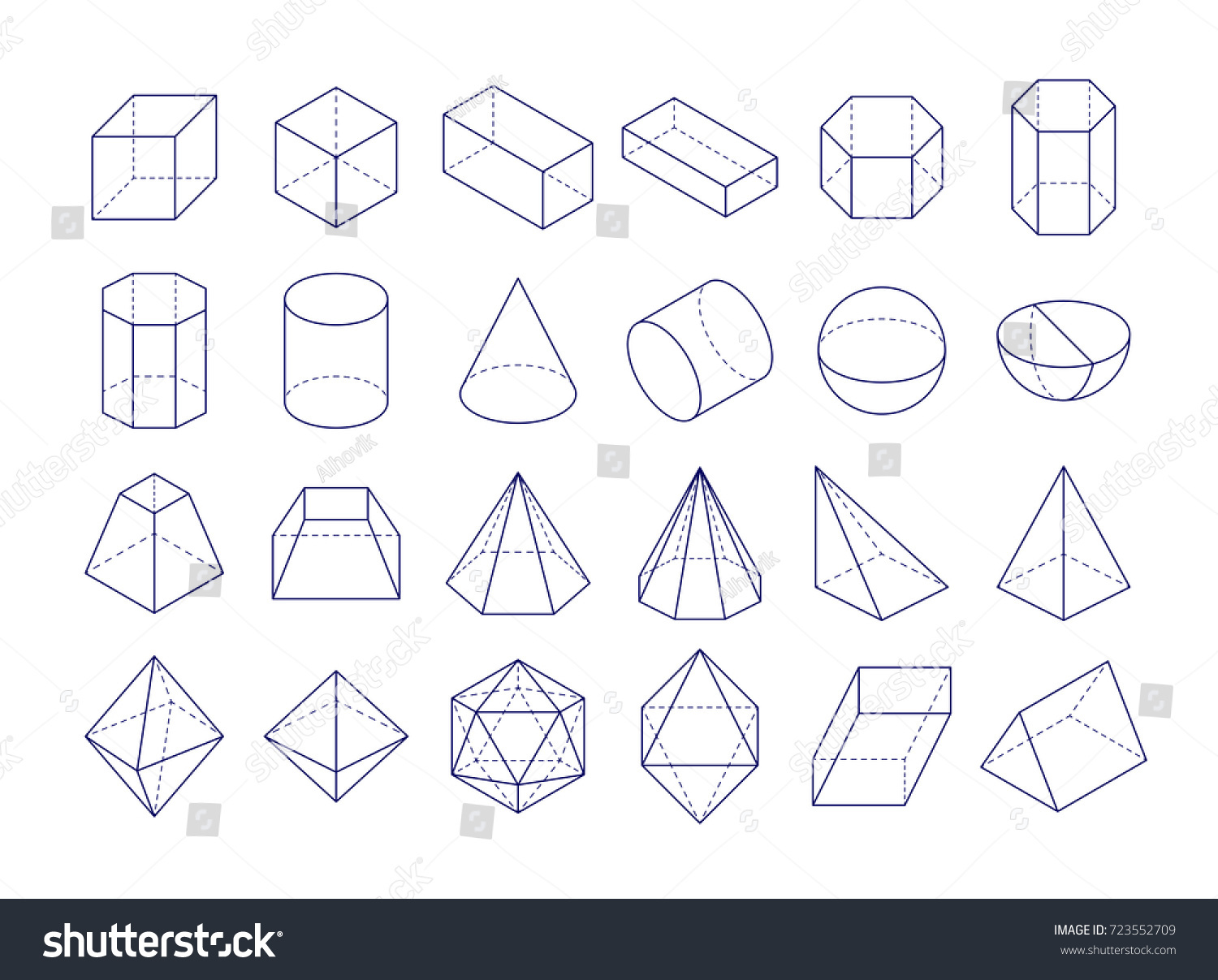 Formes géométriques 3D. Objets en plan, : image vectorielle de stock ...