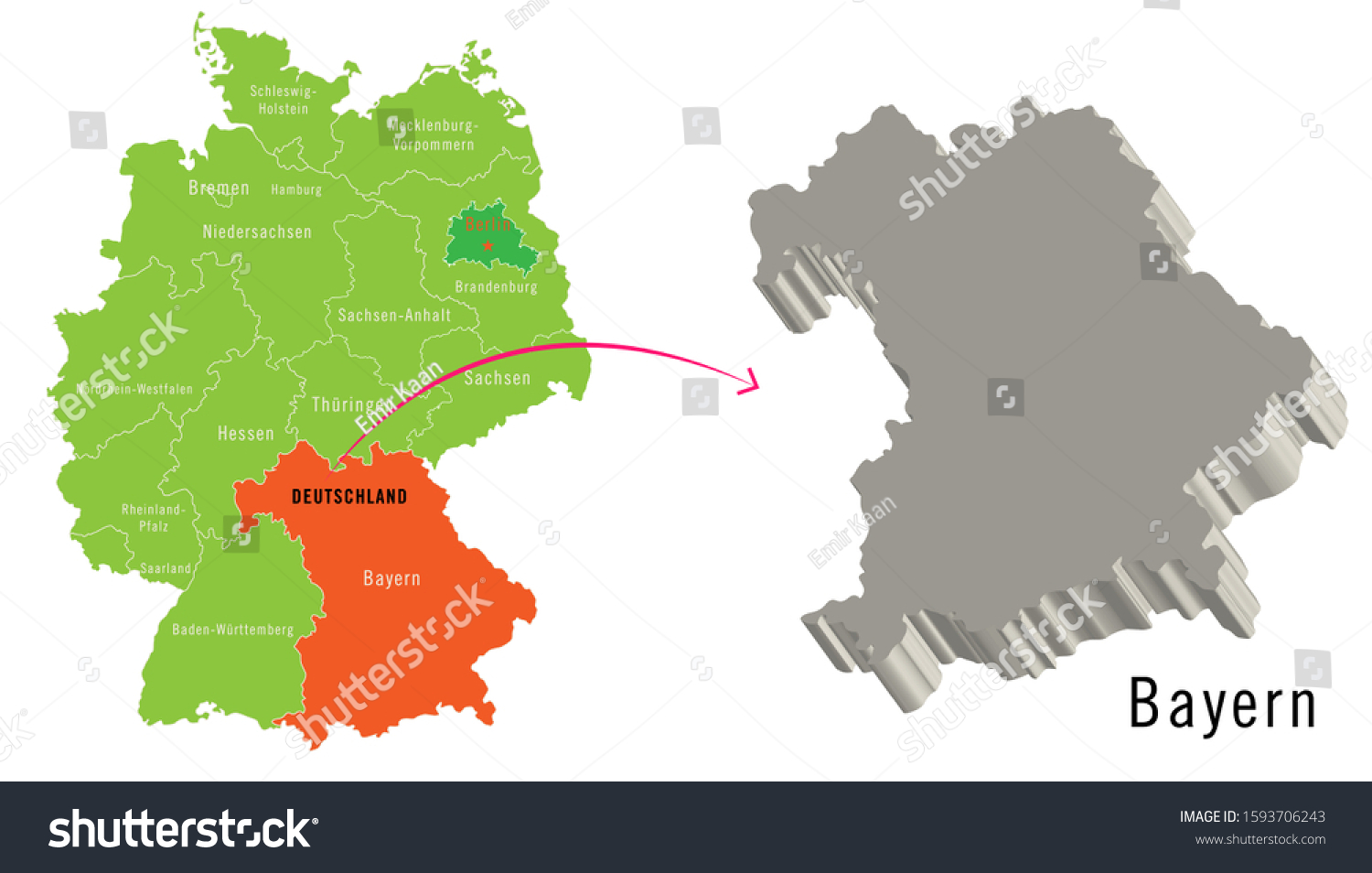 3d Germany Cities Map Bayern Stock Vector (Royalty Free) 1593706243