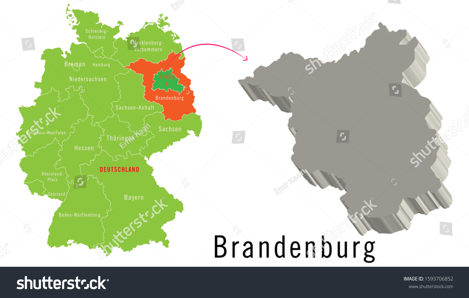 3d Germany Cities Map Brandenburg Stock Vector (Royalty Free ...