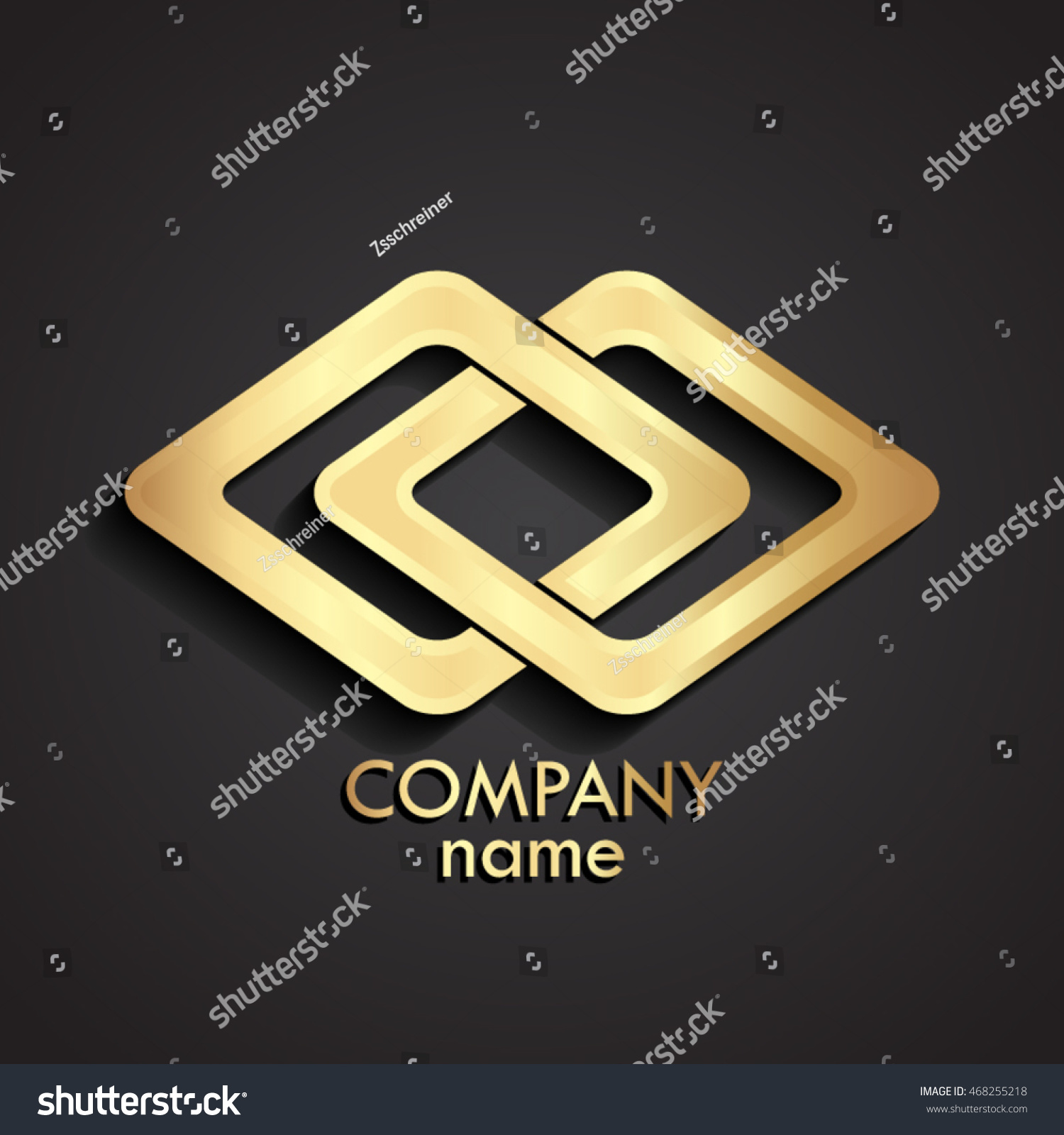 3d Gold Double Square Logo Vector: vector de stock (libre de regalías ...