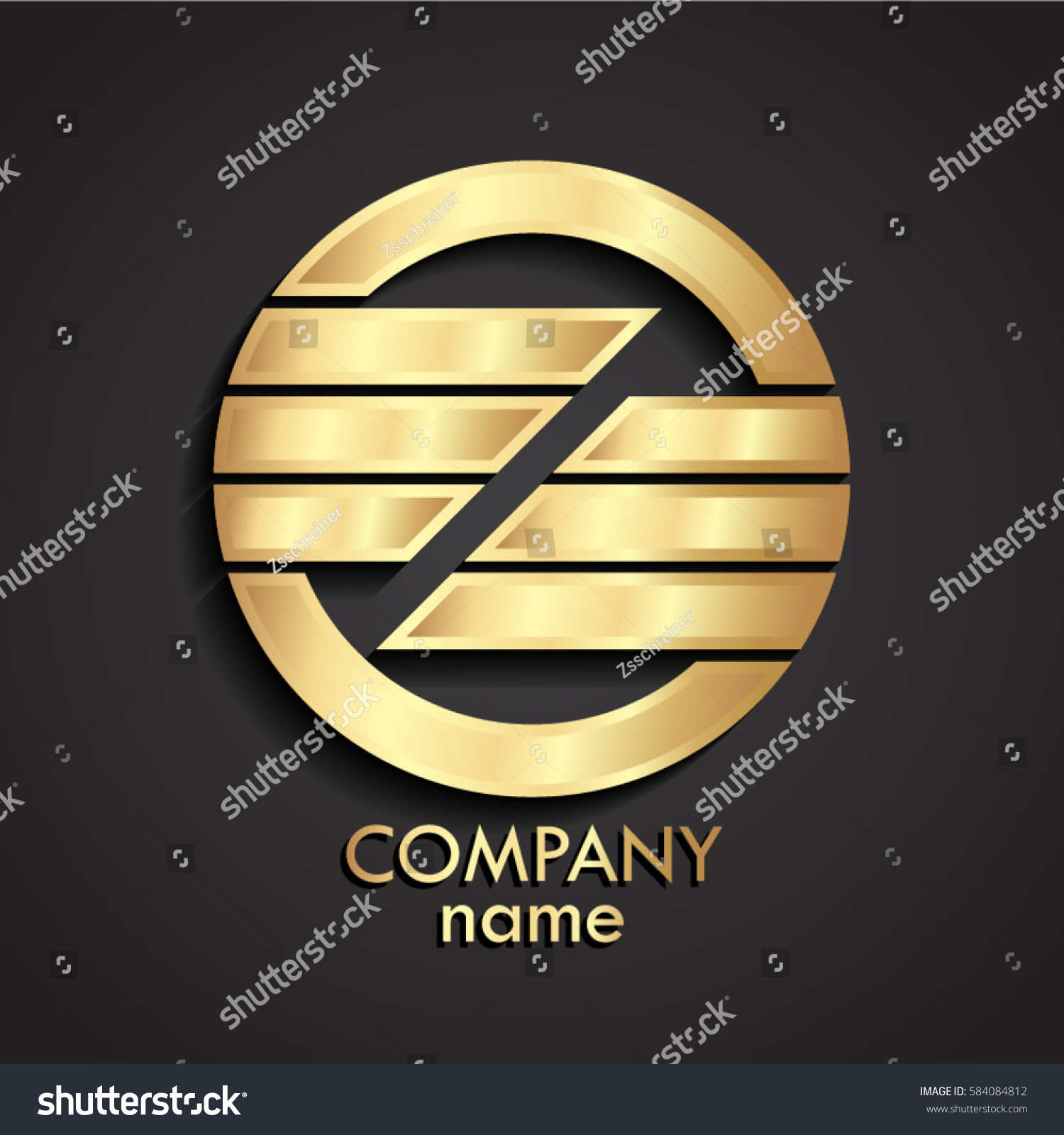3d Gold Linear Modern Design Circle Stock Vector (Royalty Free) 584084812