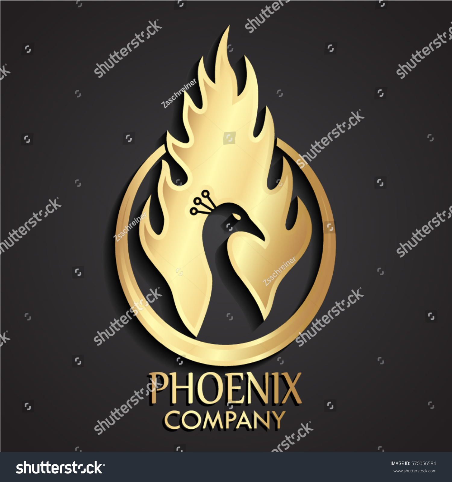3d Gold Phoenix Negative Shape Logo Stock Vector 570056584 - Shutterstock