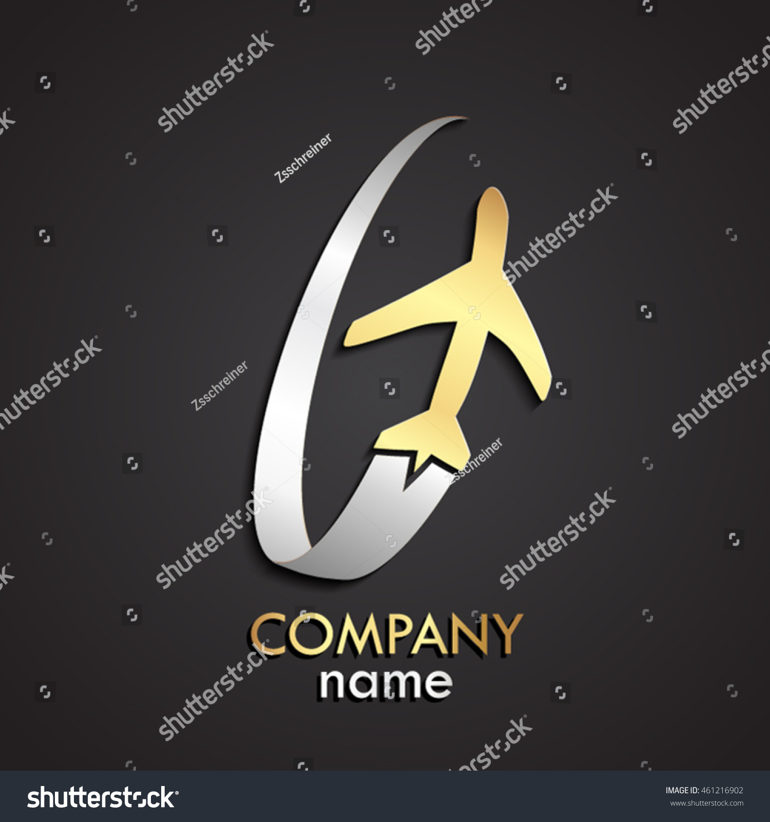 3d Gold Silver Plane Fly Symbol: vector de stock (libre de regalías ...