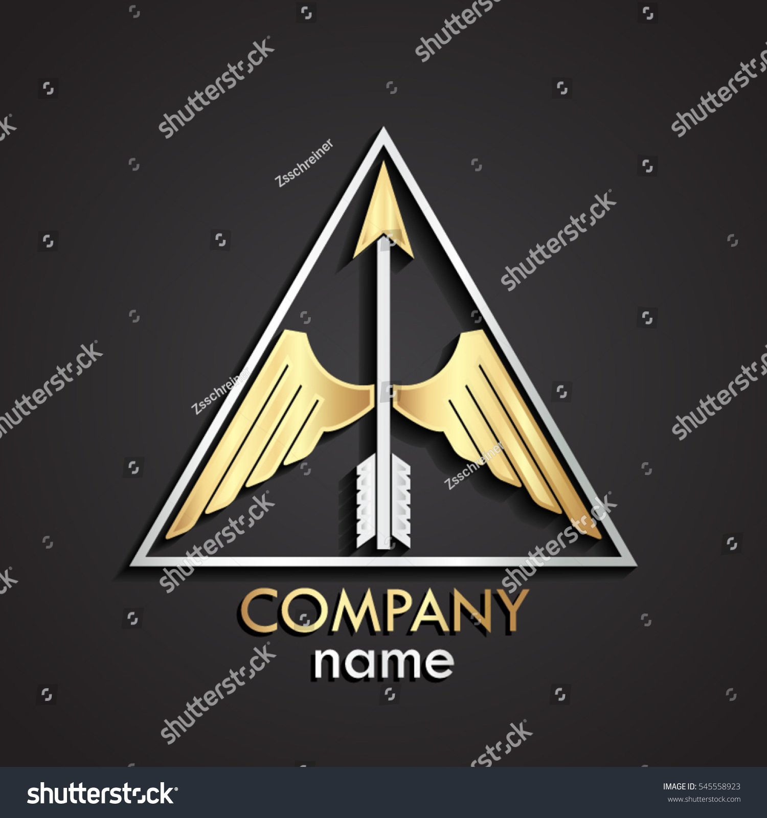 3d Gold Silver Winged Arrow Triangle Stock Vector (Royalty Free ...